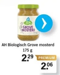 Ah biologisch grove mosterd 175 g aanbieding bij Albert Heijn