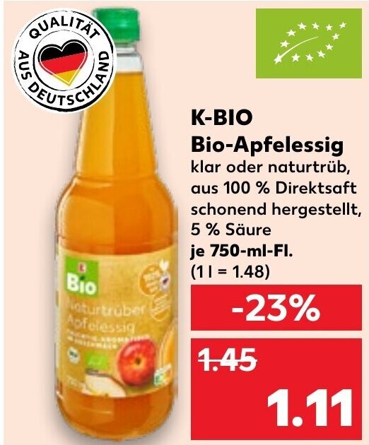 K-BIO Bio-Apfelessig 750ml aanbieding bij Kaufland DE