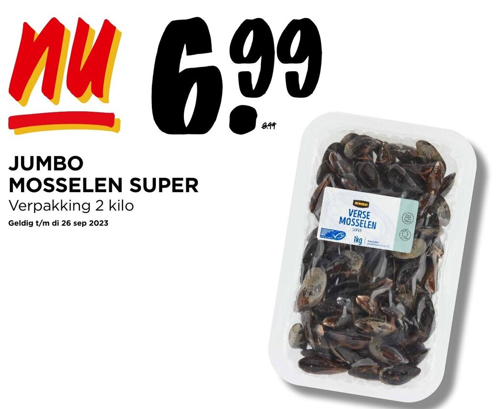 JUMBO MOSSELEN SUPER Verpakking 2 kilo aanbieding bij Jumbo