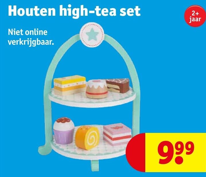 Houten high-tea set aanbieding bij Kruidvat