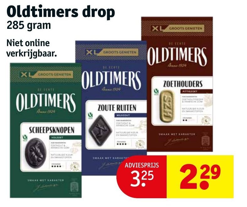 Oldtimers drop 285 gram aanbieding bij Kruidvat