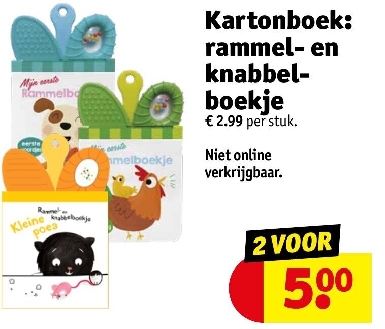 Kartonboek rammel en knabbel boekje aanbieding bij Kruidvat