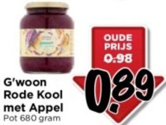 G'woon Rode Kool met Appel Pot 680 gram aanbieding bij Vomar Voordeelmarkt