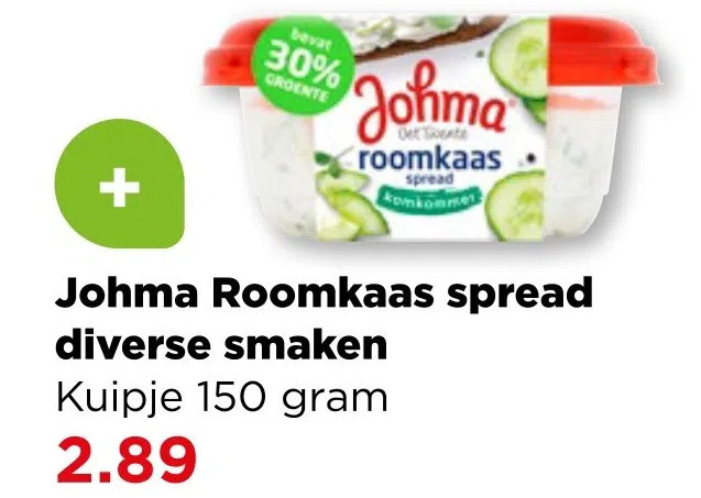 Johma roomkaas spread diverse smaken aanbieding bij PLUS
