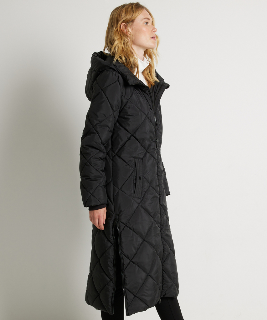 Dames trendy lange jas puffer zwart in maat aanbieding bij terStal