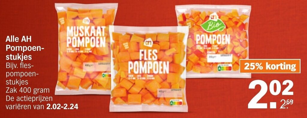 Alle AH Pompoen- stukjes aanbieding bij Albert Heijn