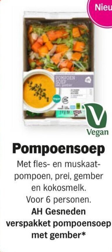 AH Gesneden verspakket pompoensoep met gember aanbieding bij Albert Heijn