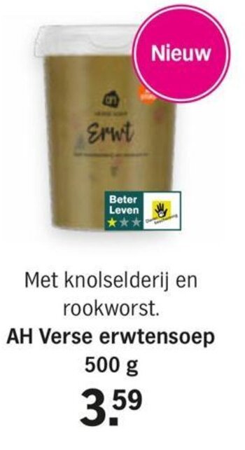 AH Verse erwtensoep 500g aanbieding bij Albert Heijn