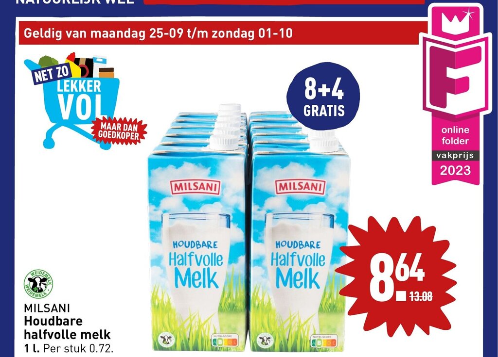 MILSANI Houdbare halfvolle melk 1 l aanbieding bij ALDI