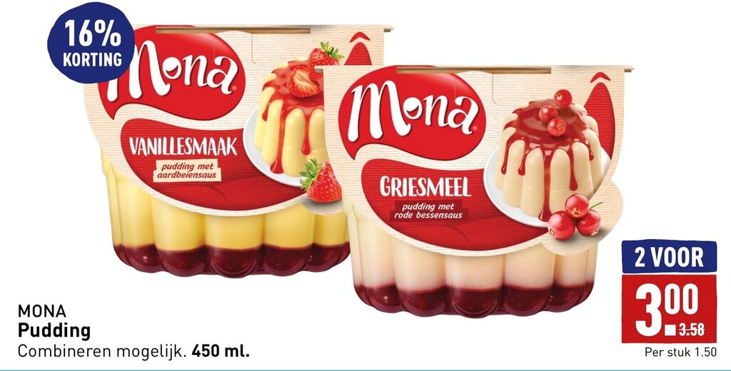 MONA Pudding 450 ml aanbieding bij ALDI