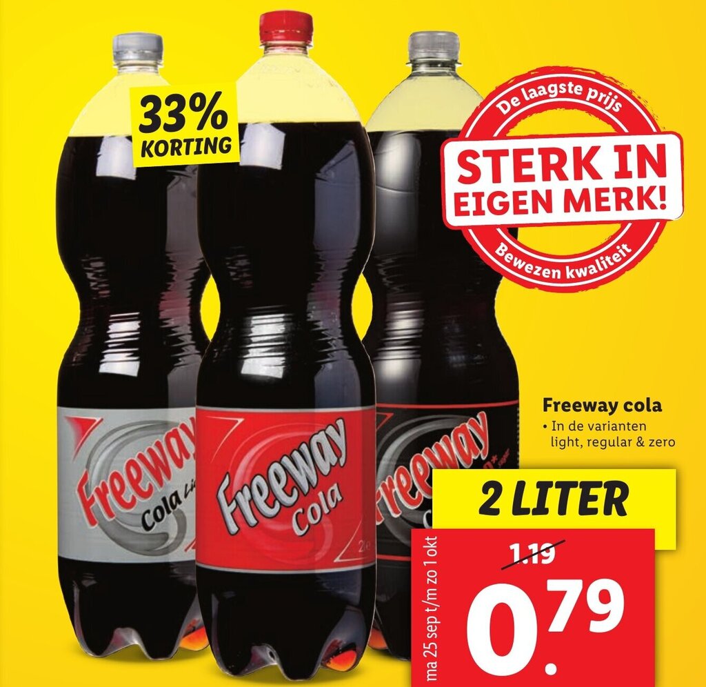 Freeway cola 2 LITER aanbieding bij Lidl