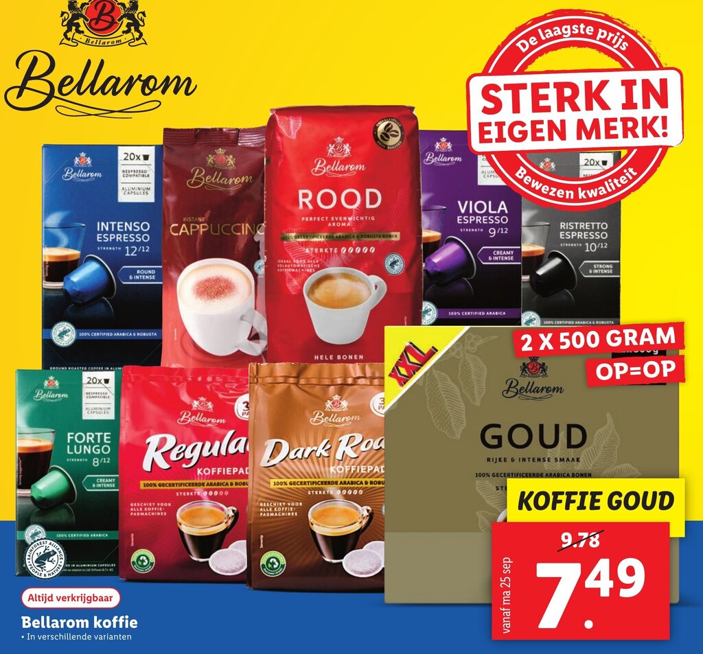 Bellarom koffie 2x500g aanbieding bij Lidl