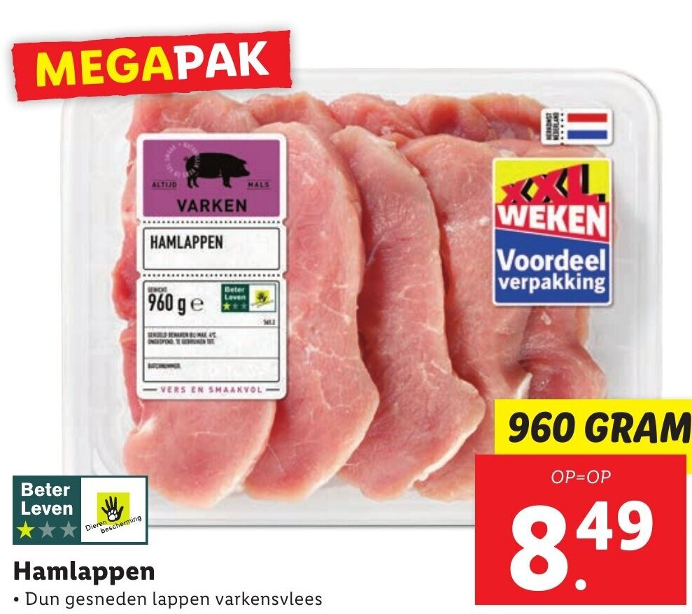 Hamlappen 960g aanbieding bij Lidl