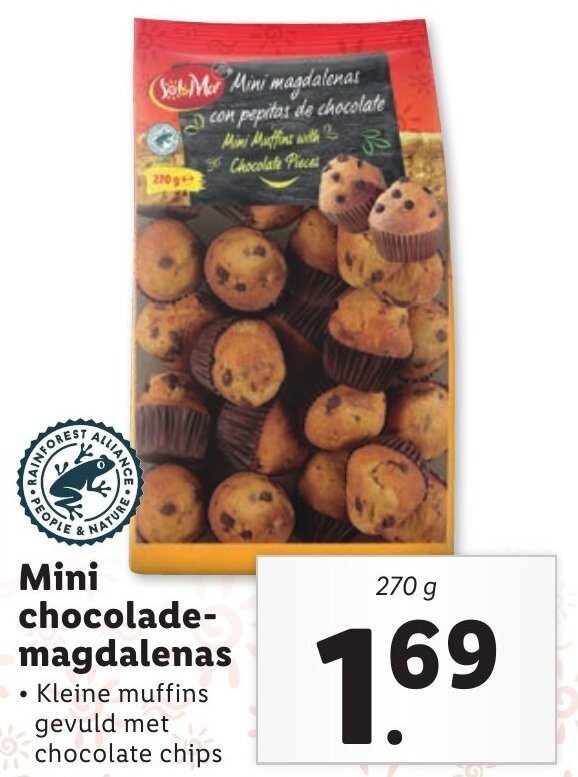 Mini chocolade magdalenas 270g aanbieding bij Lidl