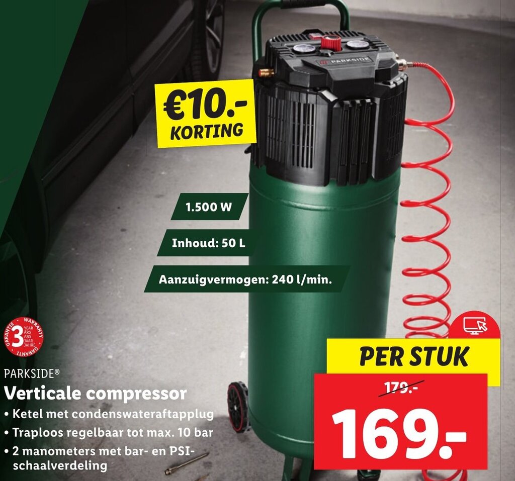 PARKSIDE Verticale compressor aanbieding bij Lidl