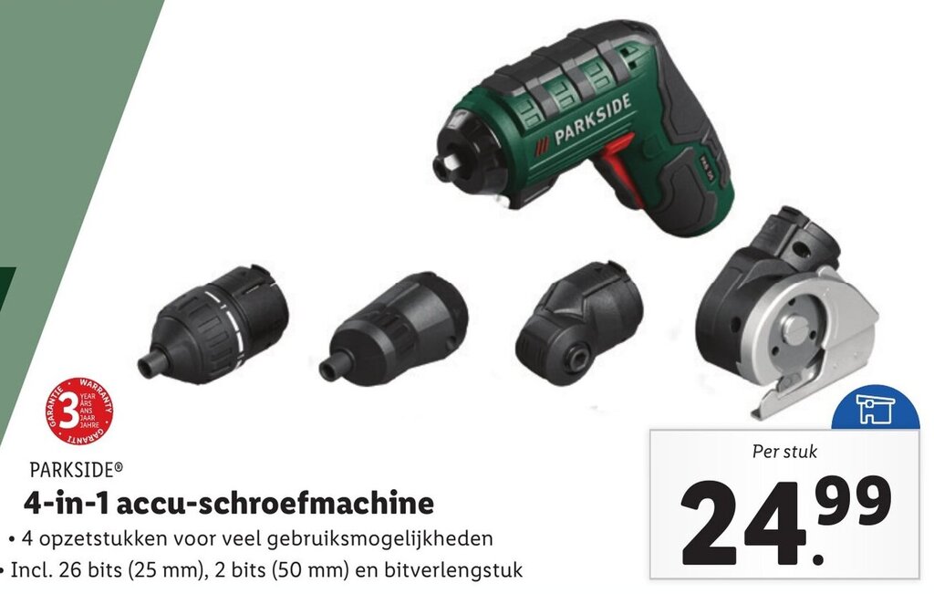 PARKSIDE 4-in-1 accu-schroefmachine aanbieding bij Lidl