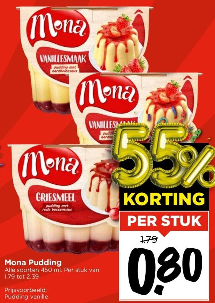 Mona Pudding 450 ml aanbieding bij Vomar Voordeelmarkt