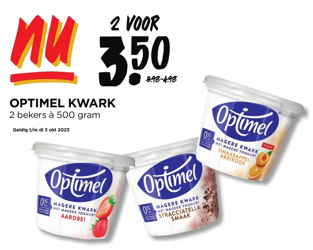 OPTIMEL KWARK 500 gram aanbieding bij Jumbo