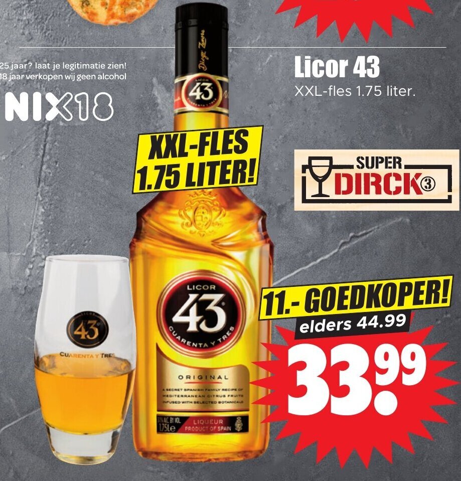 Licor 43 1.75 liter aanbieding bij Dirk