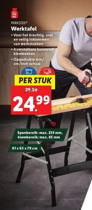 Parksideⓡ werktafel aanbieding bij Lidl