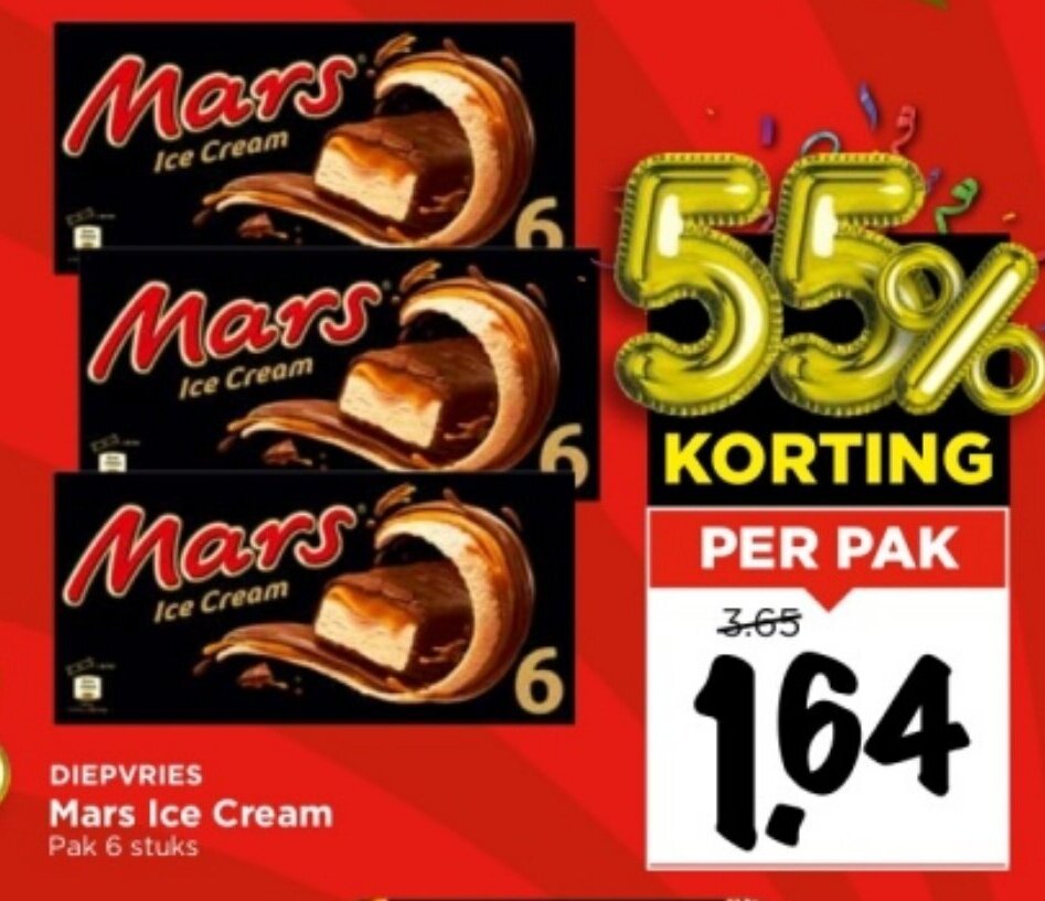 Mars Ice Cream Pak 6 stuks aanbieding bij Vomar Voordeelmarkt