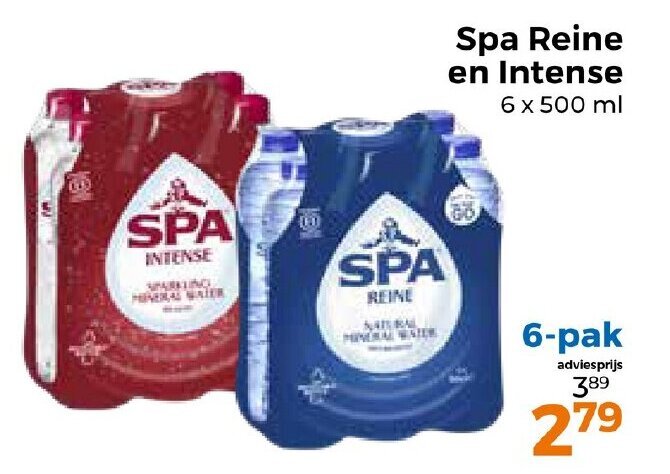 Spa Reine en Intense 6 x 500 ml aanbieding bij Trekpleister