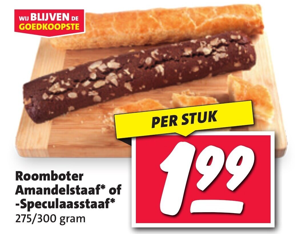 Roomboter Amandelstaaf of Speculaa 275/ 300 g PER STUK aanbieding bij ...