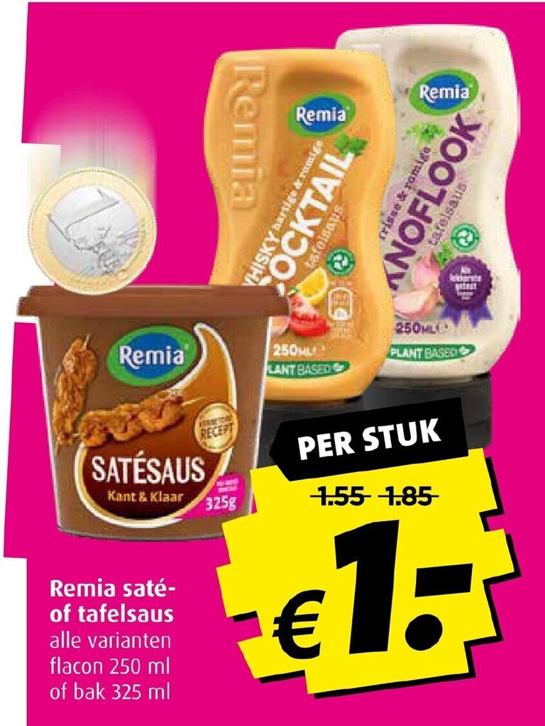 Remia saté-of tafelsaus 250 ml of 325 ml aanbieding bij Boni