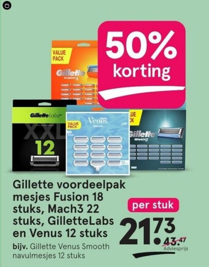 Gillette voordeelpak mesjes Fusion 18 stuks, Mach3 22 stuks ...