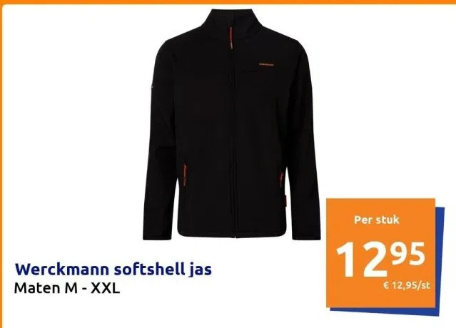Werckmann softshell jas maten m - xxl aanbieding bij Action