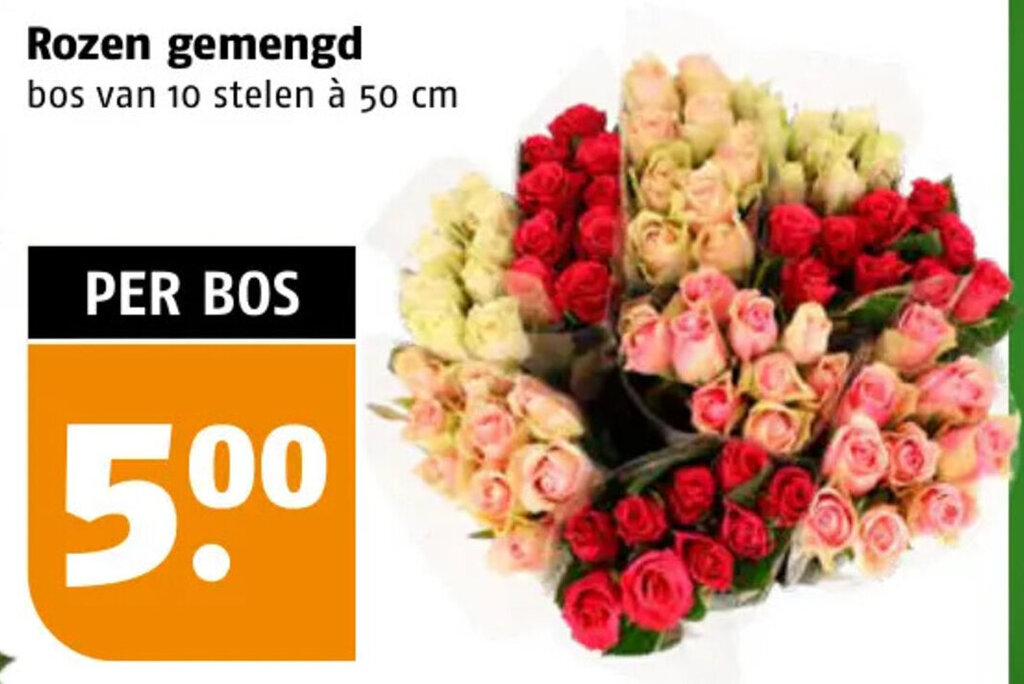 Rozen gemengd 50 cm aanbieding bij Poiesz