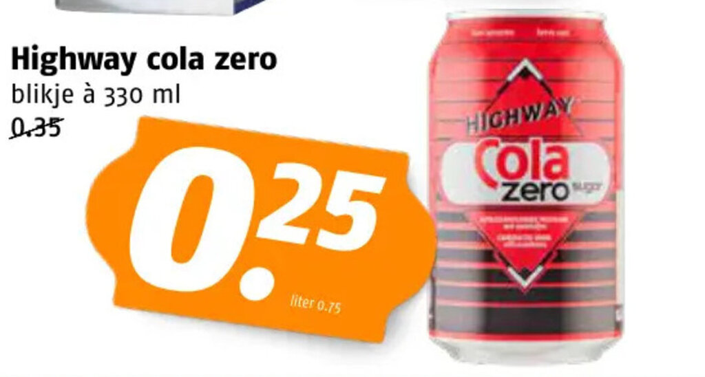 Highway cola zero 330 ml aanbieding bij Poiesz
