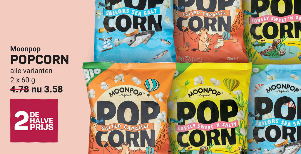 Moonpop POPCORN 60g aanbieding bij Ekoplaza