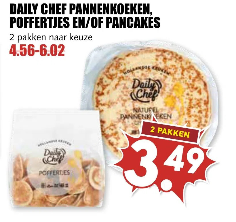 Daily chef pannenkoeken, poffertjes en/of pancakes aanbieding bij MCD ...