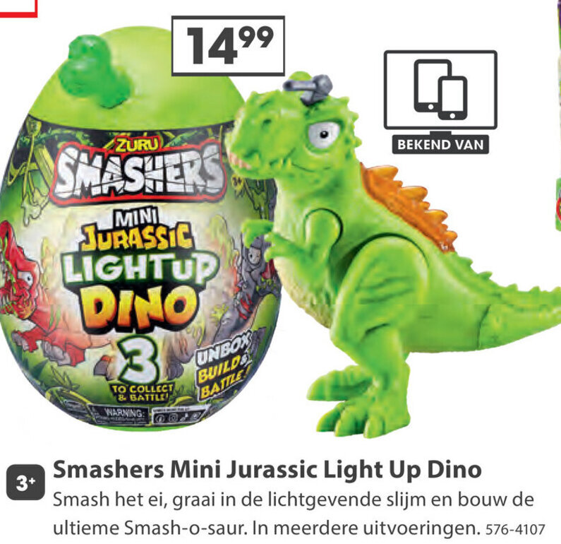 Smashers Mini Jurassic Light Up Dino aanbieding bij Top1Toys
