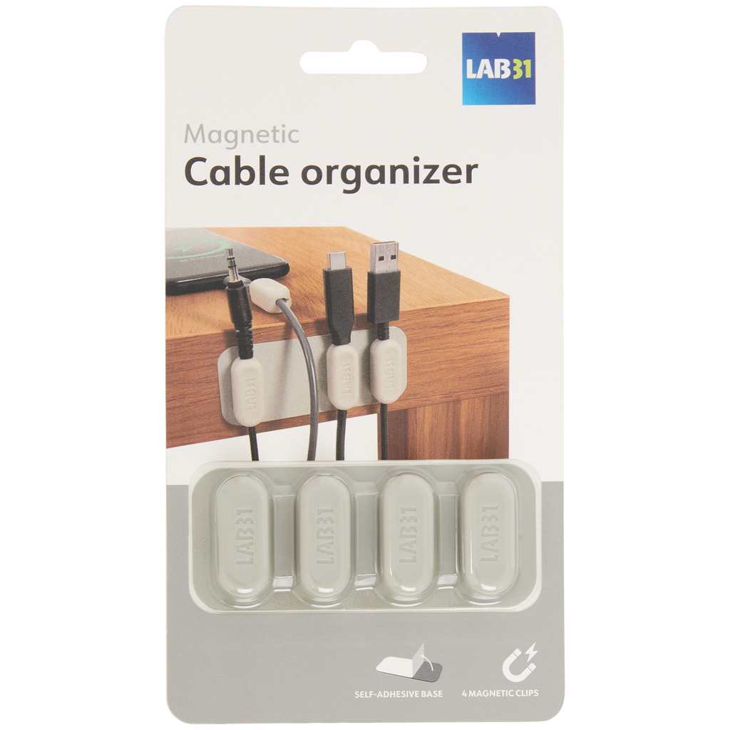 Lab31 kabelhouder met magnetische clips aanbieding bij Action