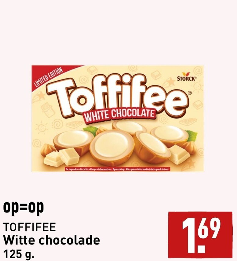 TOFFIFEE Witte chocolade 125 g. aanbieding bij ALDI