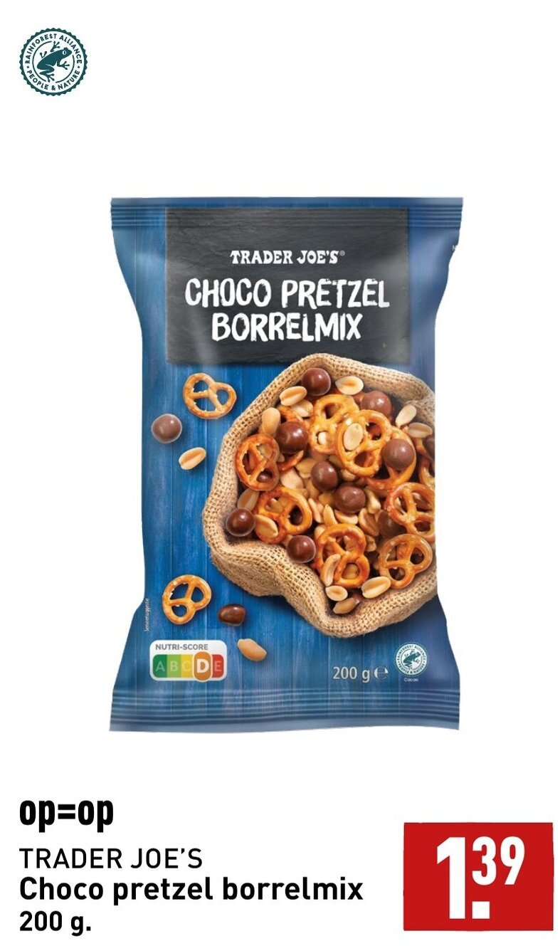 TRADER JOE'S Choco pretzel borrelmix 200g aanbieding bij ALDI