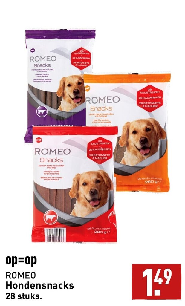 ROMEO Hondensnacks 28 stuks. aanbieding bij ALDI
