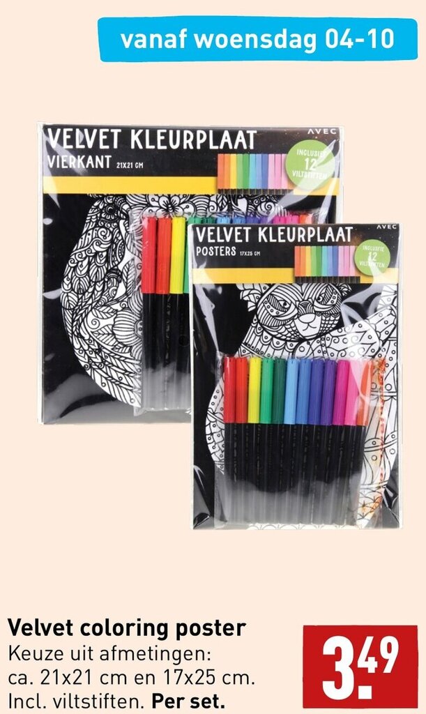 Velvet coloring poster Per set. aanbieding bij ALDI