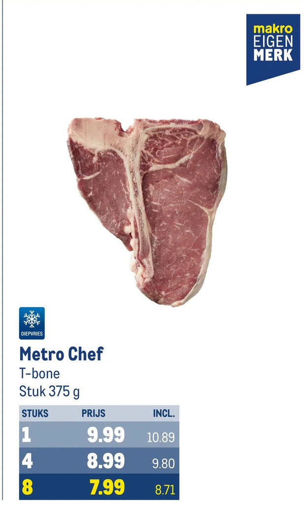 Metro chef t-bone aanbieding bij Makro