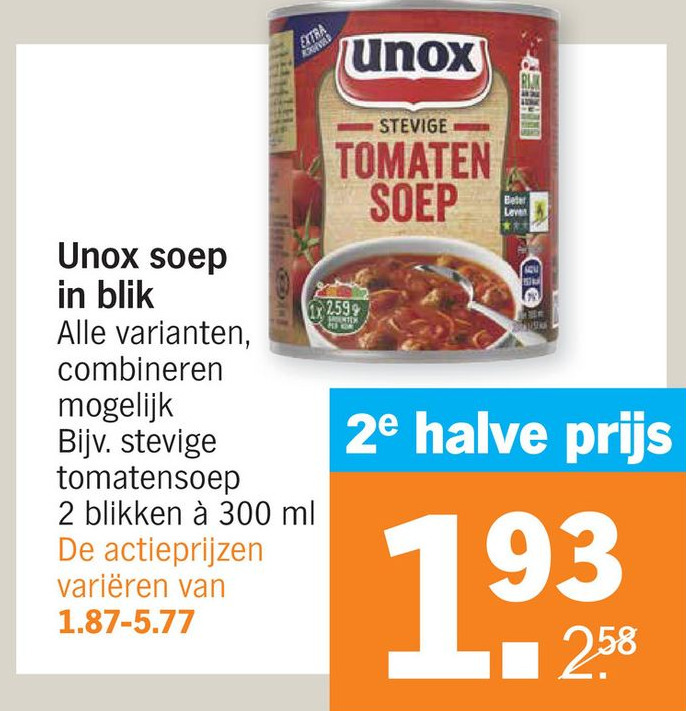 Unox soep in blik 300 ml aanbieding bij Albert Heijn