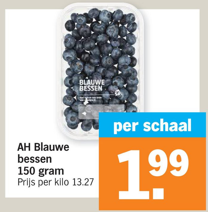 AH Blauwe bessen 150 gram aanbieding bij Albert Heijn
