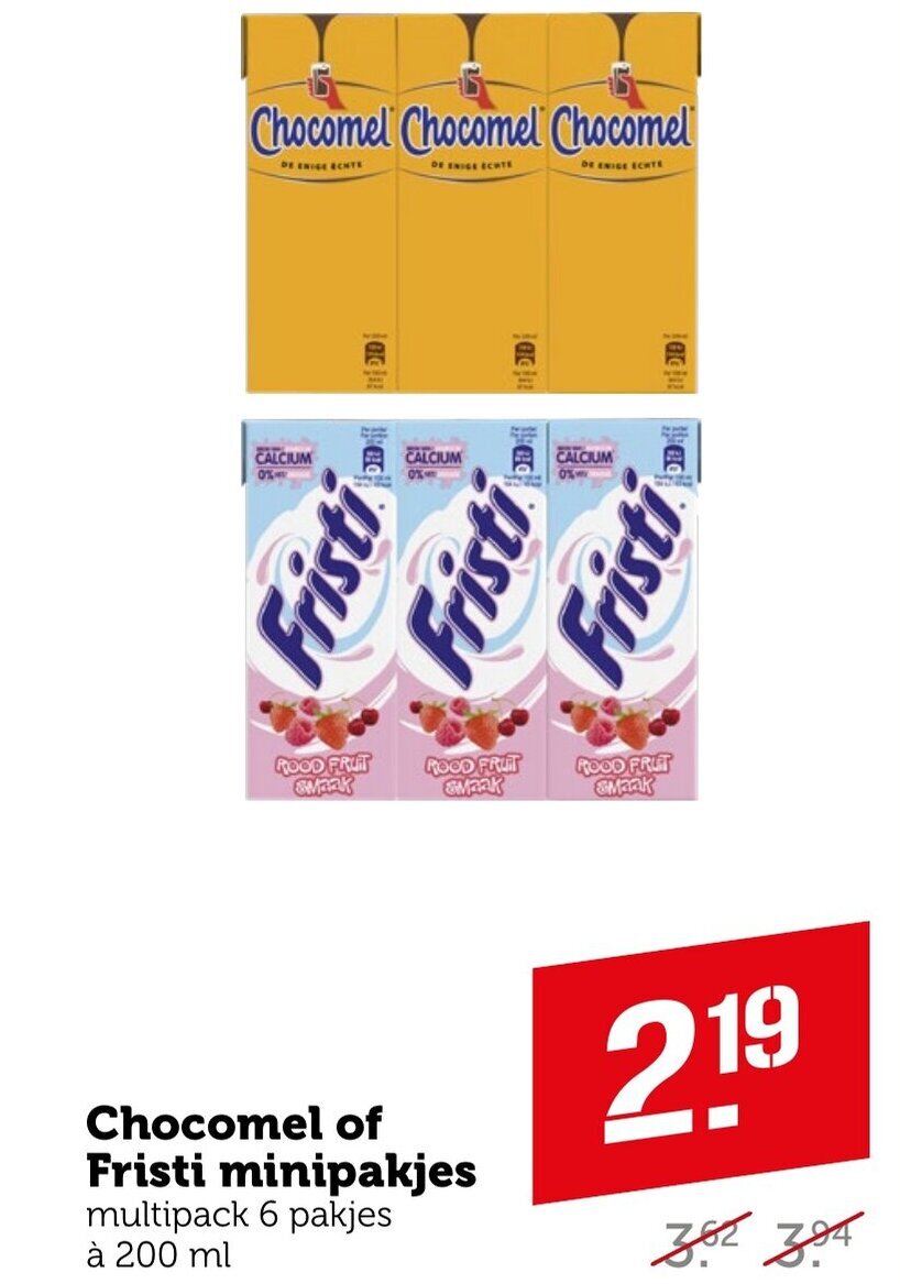 Chocomel of Fristi minipakjes multipack 6 pakjes à 200 ml aanbieding ...