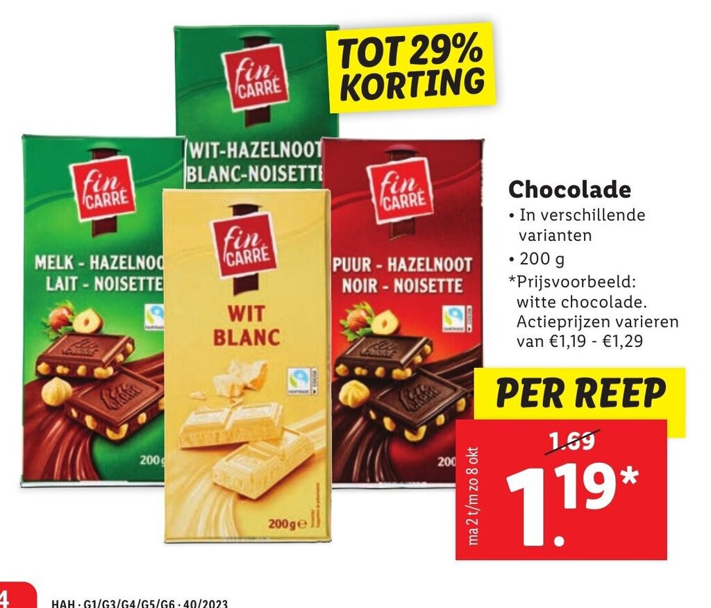 Chocolade aanbieding bij Lidl