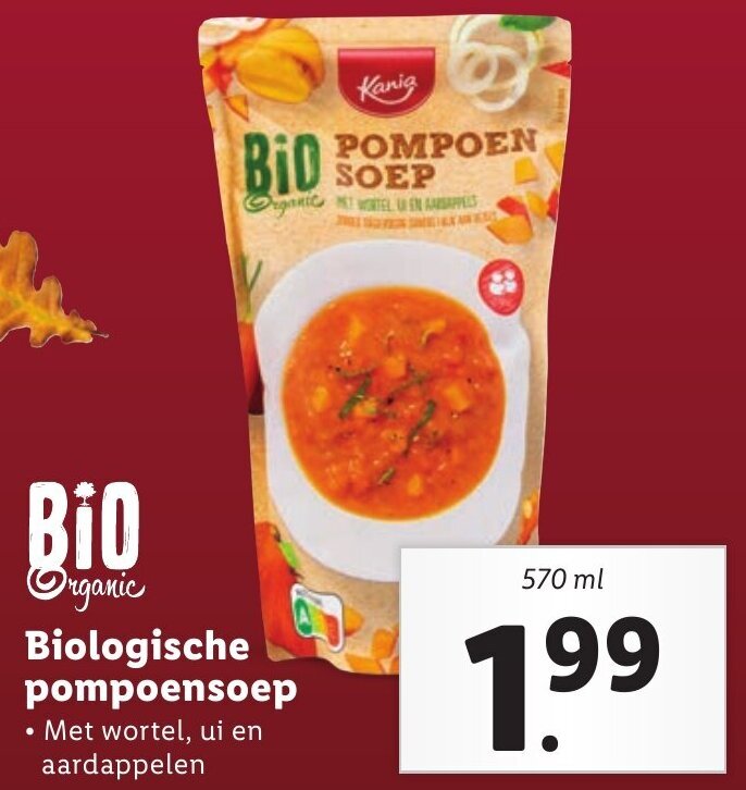 Biologische pompoensoep 570ml aanbieding bij Lidl