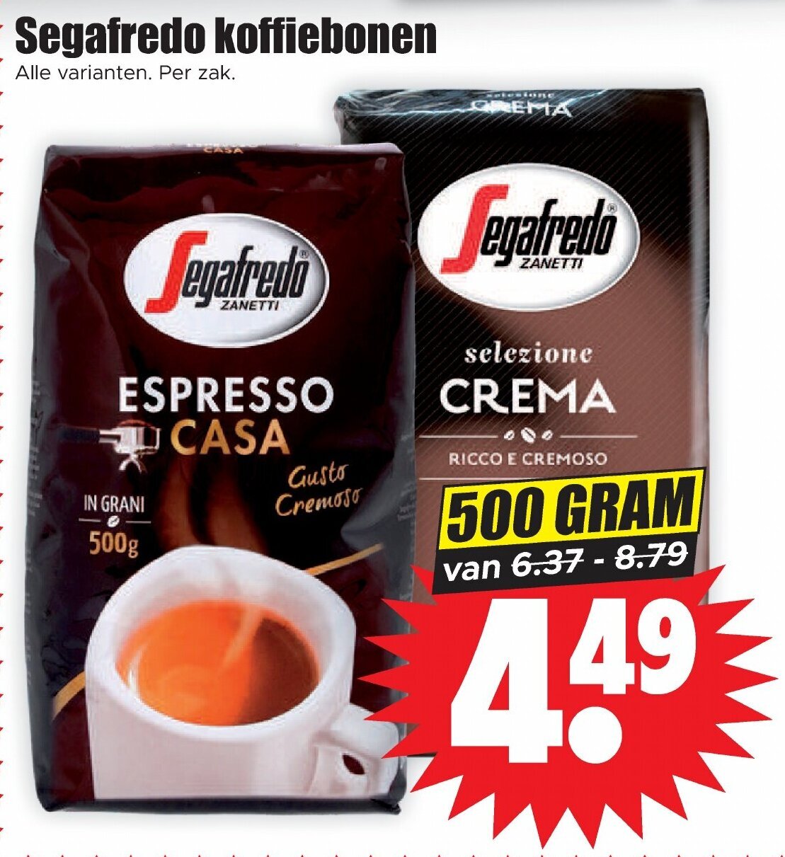 Segafredo koffiebonen 500 GRAM aanbieding bij Dirk
