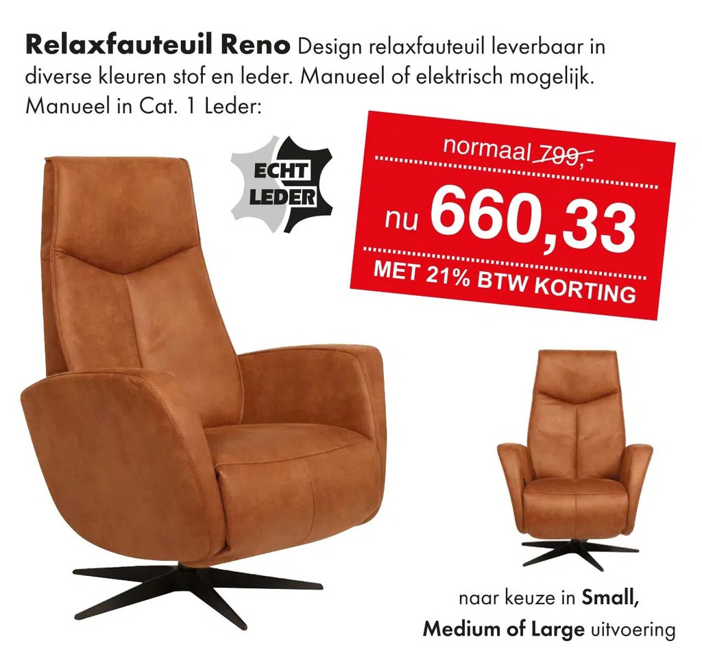 Relaxfauteuil reno aanbieding bij Woonsquare