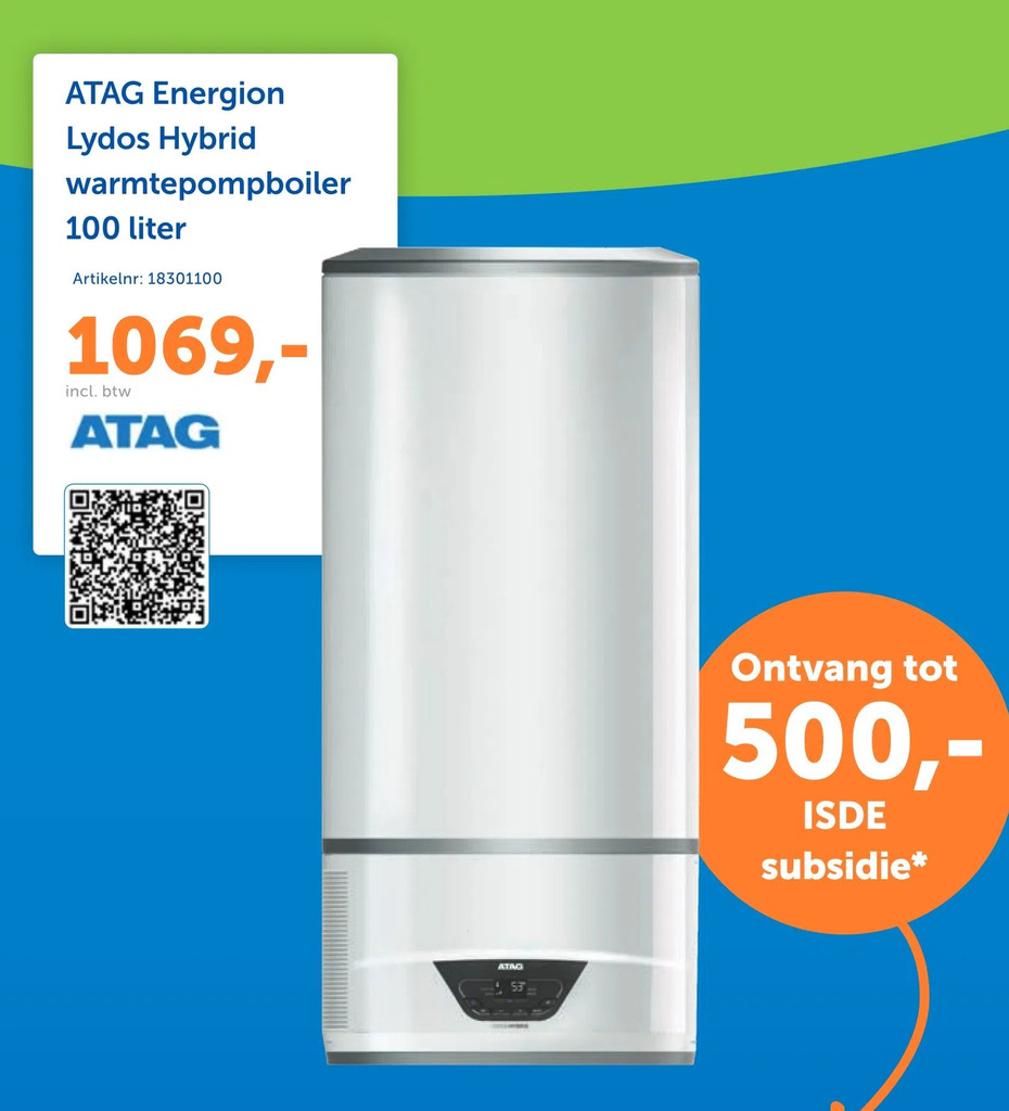 Atag energion lydos hybrid warmtepompboiler 100 liter aanbieding bij ...