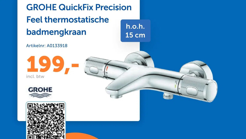 Grohe quickfix precision feel thermostatische aanbieding bij Warmteservice